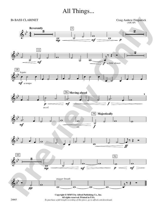 All Things: B-flat Bass Clarinet: B-flat Bass Clarinet Part - Digital ...