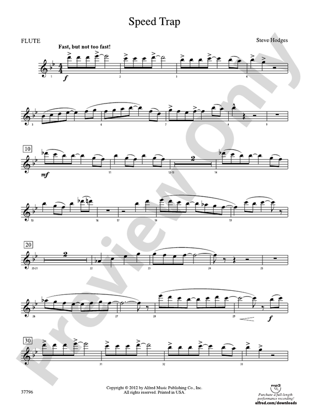 Speed Trap: Flute: Flute Part - Digital Sheet Music Download
