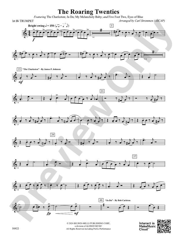 The Roaring Twenties: 1st B-flat Trumpet: 1st B-flat Trumpet Part ...