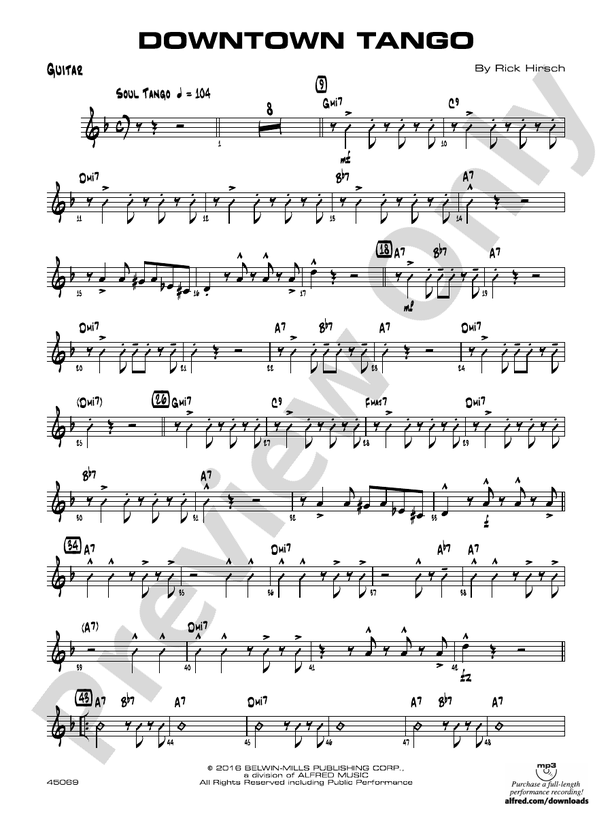 Downtown Tango: Guitar: Guitar Part - Digital Sheet Music Download