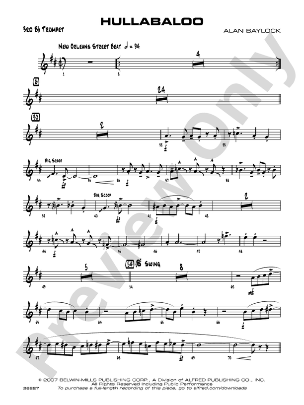 Hullabaloo: 3rd B-flat Trumpet: 3rd B-flat Trumpet Part - Digital Sheet ...