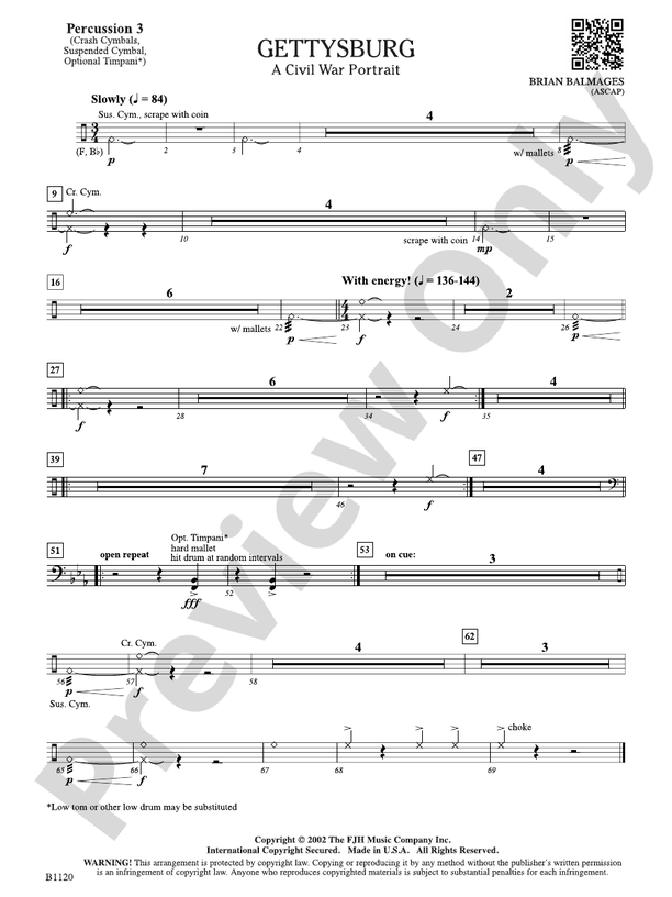 Gettysburg (A Civil War Portrait): Percussion 3: Percussion 3 Part ...
