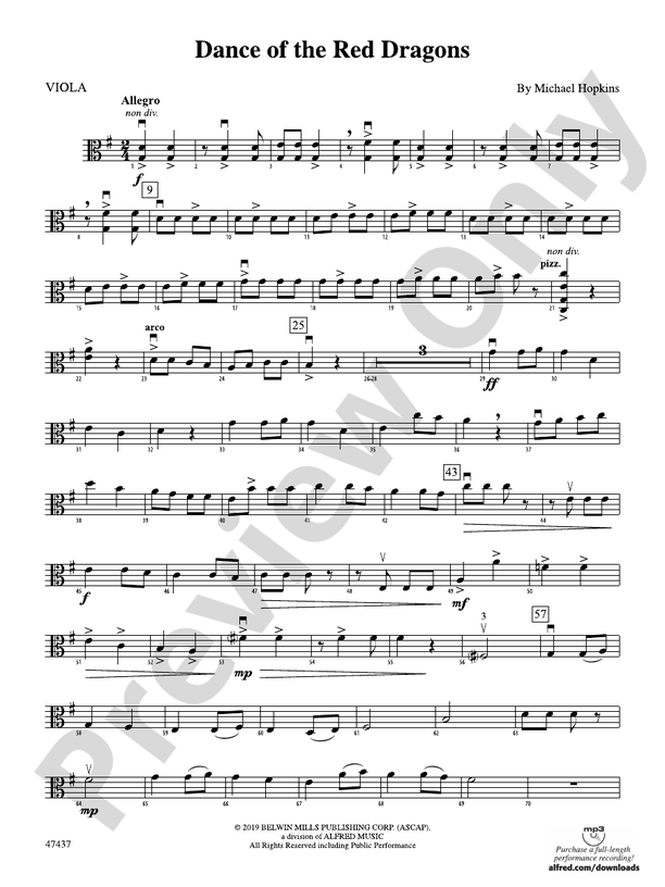 Dance of the Red Dragons: Viola: Viola Part - Digital Sheet Music Download