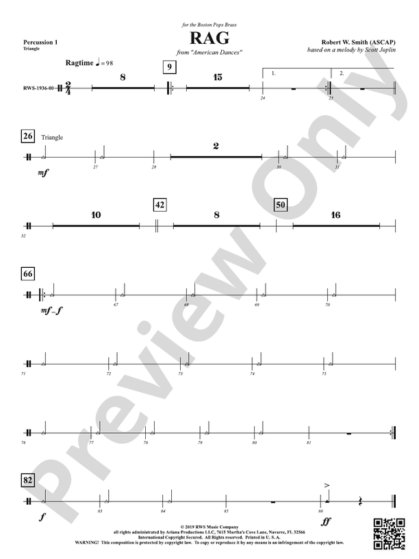 Rag - Mvt. 1 from American Dances: 1st Percussion: 1st Percussion Part ...