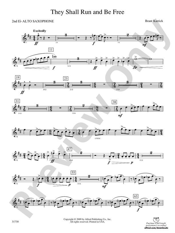 They Shall Run and Be Free: 2nd E-flat Alto Saxophone: 2nd E-flat Alto ...