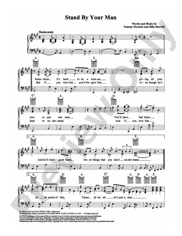 Stand By Your Man: Piano/Vocal/Chords: Tammy Wynette - Digital Sheet ...