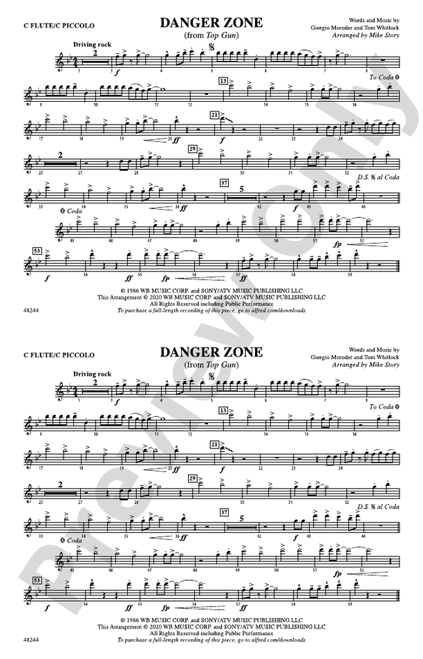 Danger Zone: Flute: Flute Part - Digital Sheet Music Download