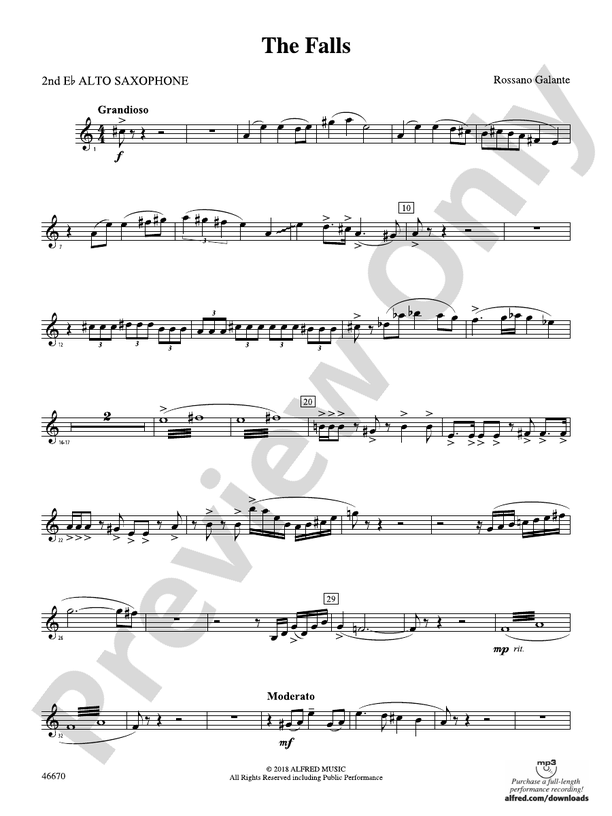 The Falls: 2nd E-flat Alto Saxophone: 2nd E-flat Alto Saxophone Part - Digital Sheet Music Download