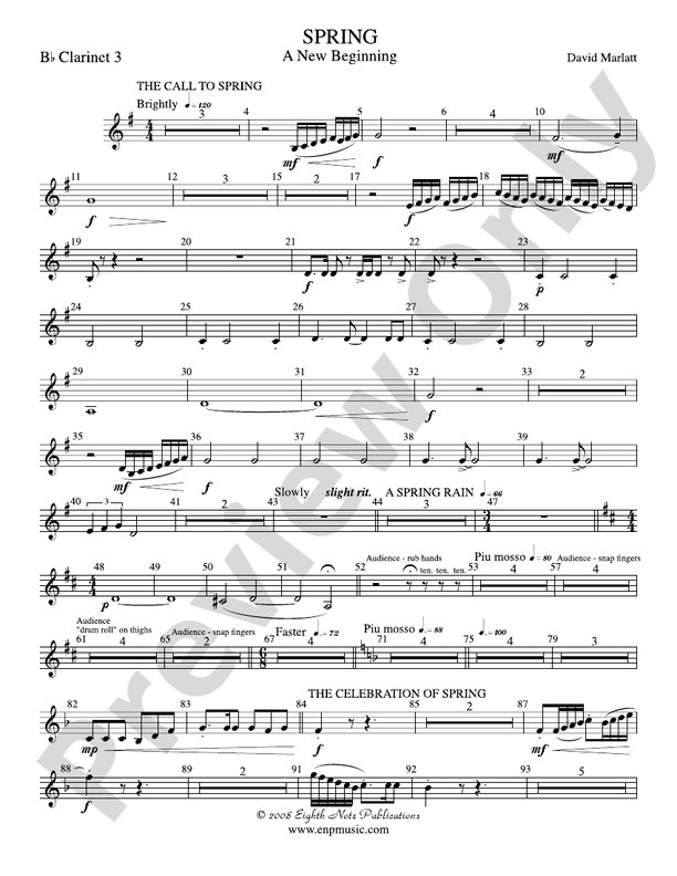 Spring (A New Beginning): 3rd B-flat Clarinet: 3rd B-flat Clarinet Part ...