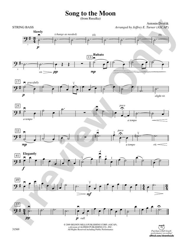 Song to the Moon (From Rusalka): String Bass: String Bass Part ...