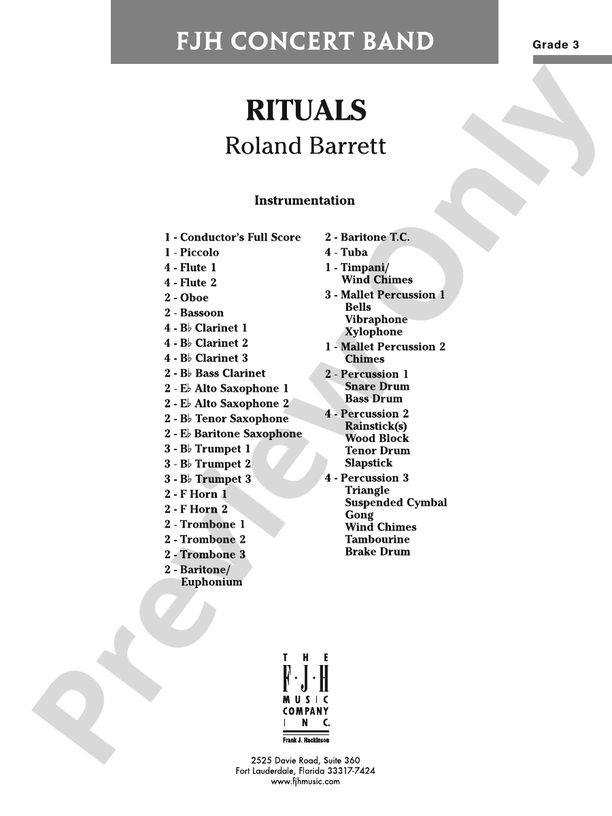 Rituals: Score: : Roland Barrett - Digital Sheet Music Download