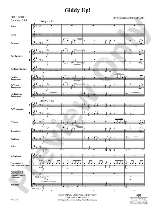 Giddy Up!: Score: Concert Band Score - Digital Sheet Music Download