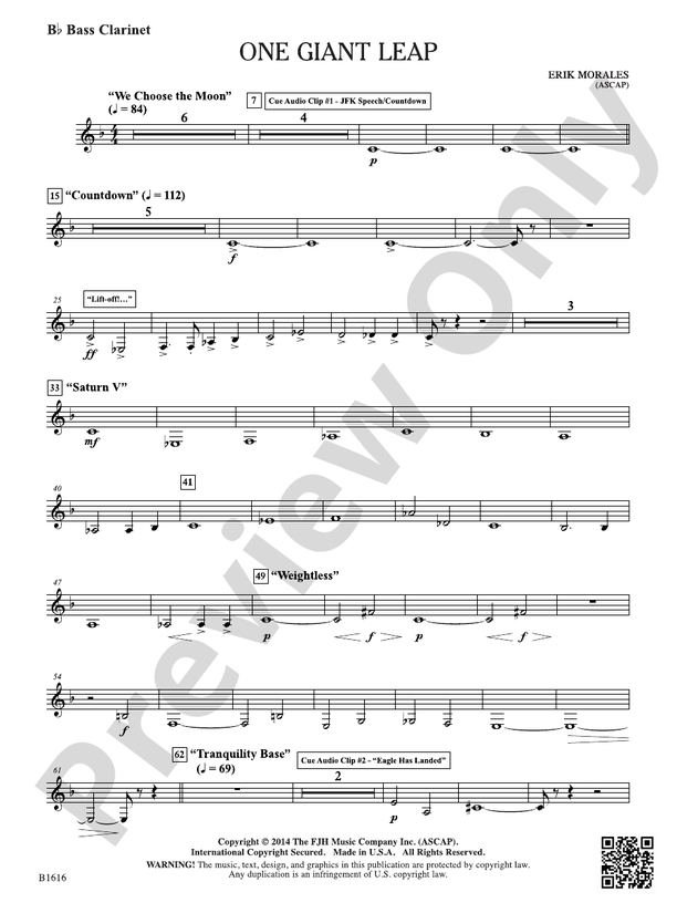 One Giant Leap: B-flat Bass Clarinet: B-flat Bass Clarinet Part: Erik ...