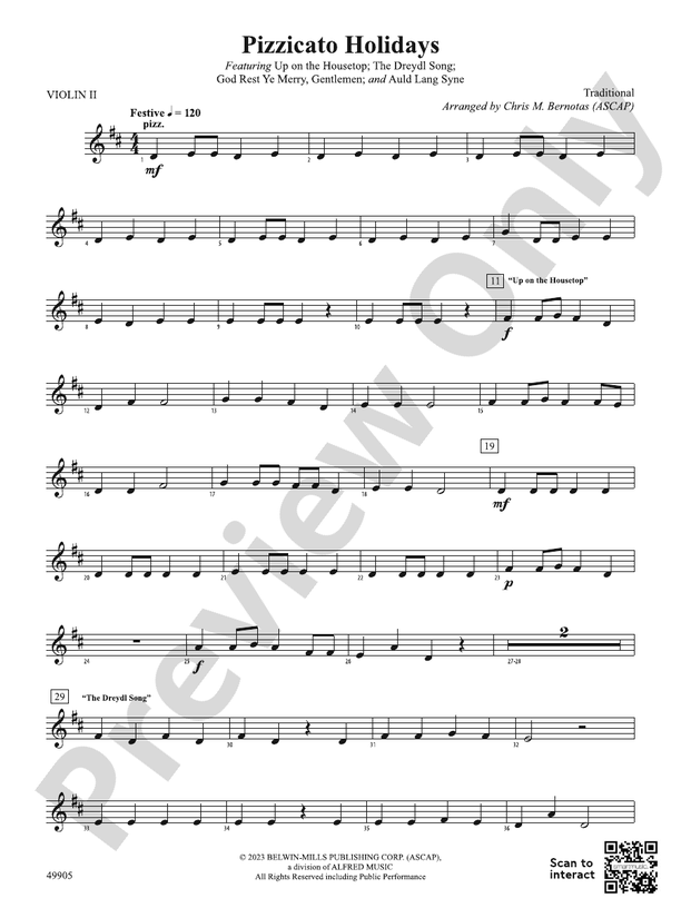 Pizzicato Holidays: 2nd Violin: 2nd Violin Part - Digital Sheet Music Download