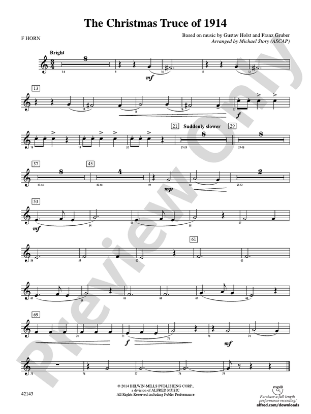 The Christmas Truce of 1914: 1st F Horn: 1st F Horn Part - Digital ...
