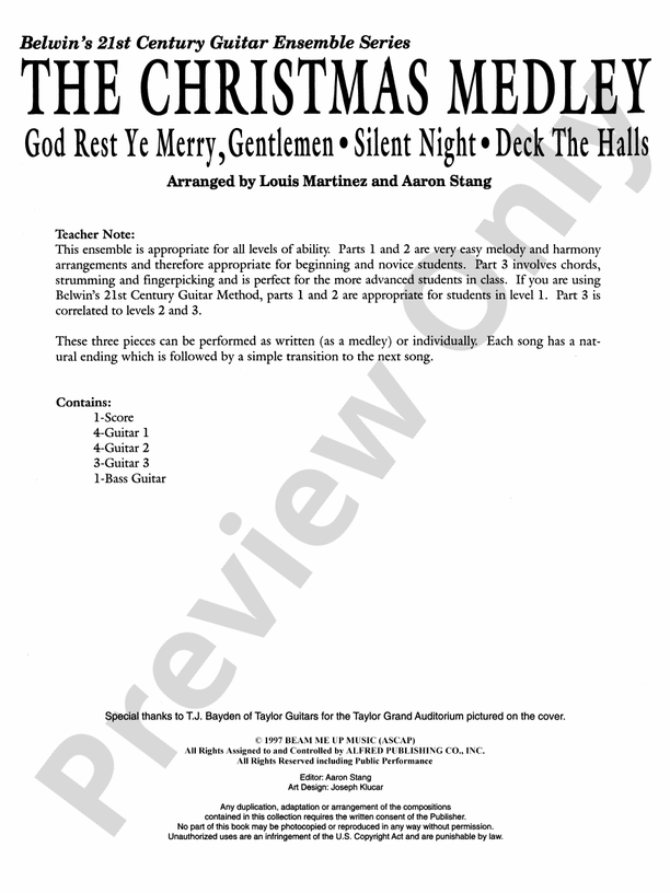 21st Century Guitar Ensemble Series: Christmas Medley: Guitar Score ...