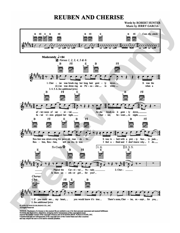 Reuben and Cherise: Easy Guitar: Jerry Garcia - Digital Sheet Music ...