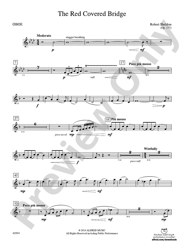 The Red Covered Bridge: Oboe: Oboe Part - Digital Sheet Music Download