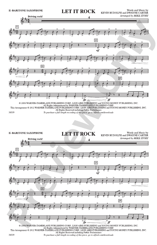 Let It Rock: E-flat Baritone Saxophone: E-flat Baritone Saxophone Part - Digital Sheet Music ...
