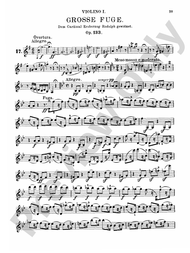 Beethoven: String Quartets, Volume III: String Quartet, Op. 133 (Violin I) Part - Digital Sheet ...