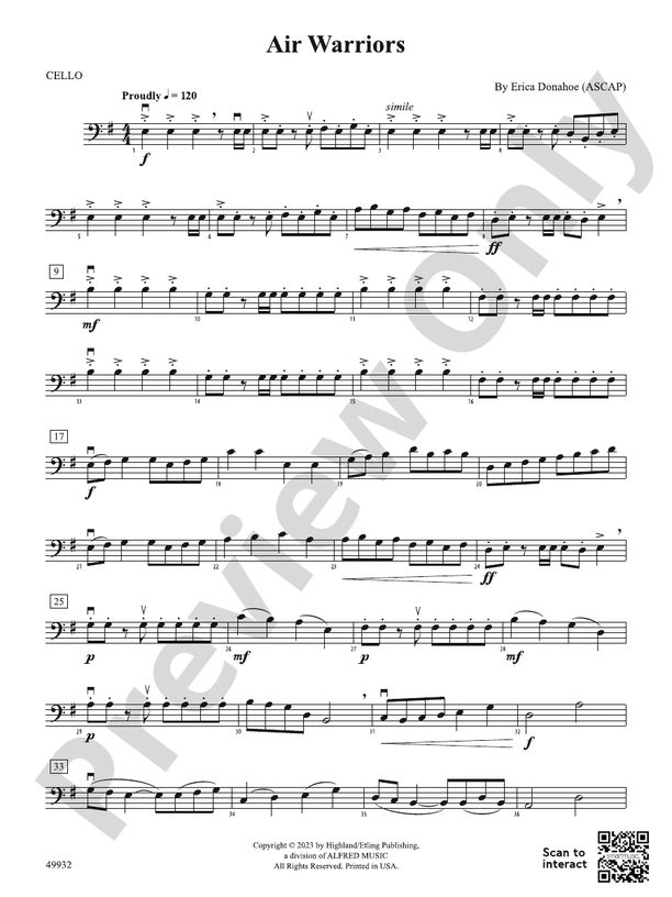 Air Warriors: Cello: Cello Part - Digital Sheet Music Download