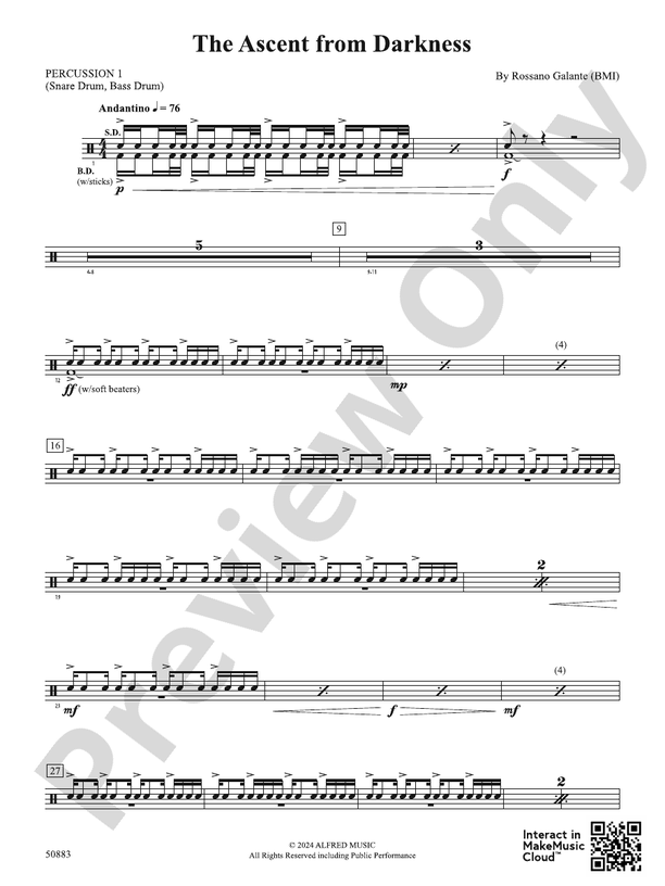 The Ascent from Darkness: 1st Percussion: 1st Percussion Part - Digital ...