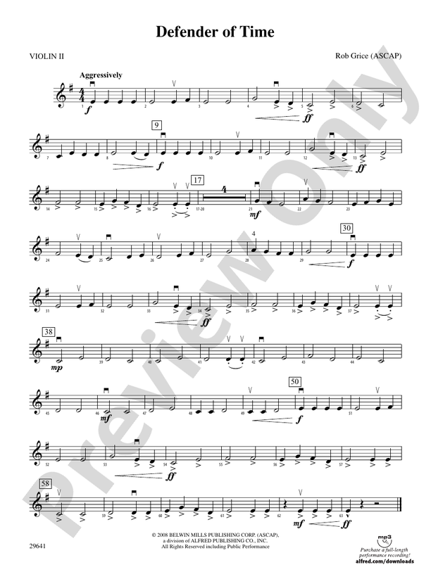 Defender of Time: 2nd Violin: 2nd Violin Part - Digital Sheet Music ...