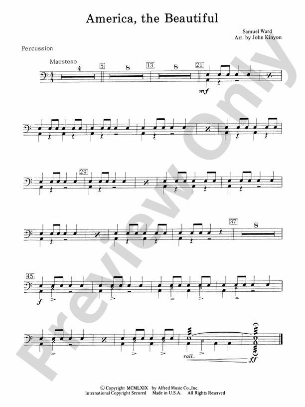 America, the Beautiful: 1st Percussion: 1st Percussion Part - Digital ...