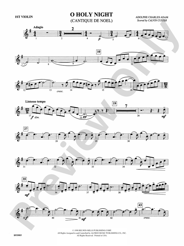 O Holy Night: 1st Violin: 1st Violin Part - Digital Sheet Music Download