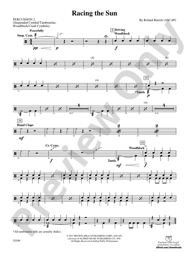 Racing the Sun: 2nd Percussion: 2nd Percussion Part - Digital Sheet ...