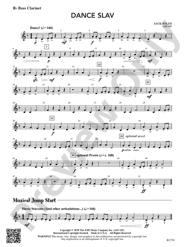 Dance Slav: B-flat Bass Clarinet: B-flat Bass Clarinet Part: Jack Wilds ...