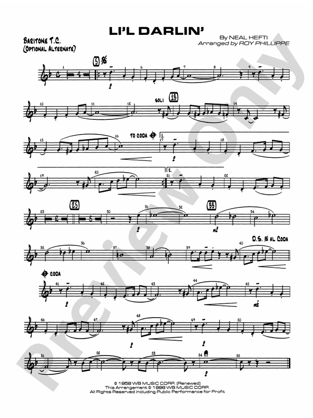 Li'l Darlin': Baritone T.C.: Baritone T.C. Part - Digital Sheet Music ...