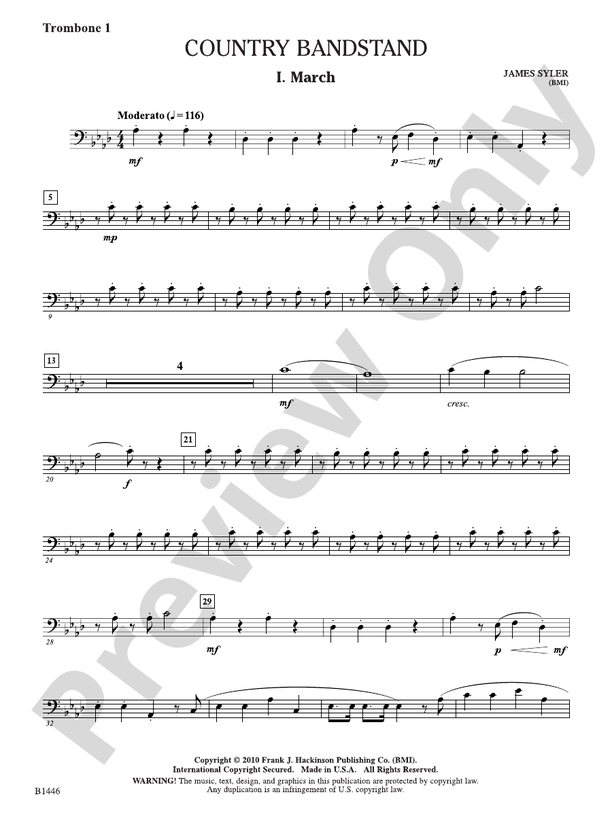 Country Bandstand: Trombone 1: Trombone 1 Part: James Syler - Digital ...