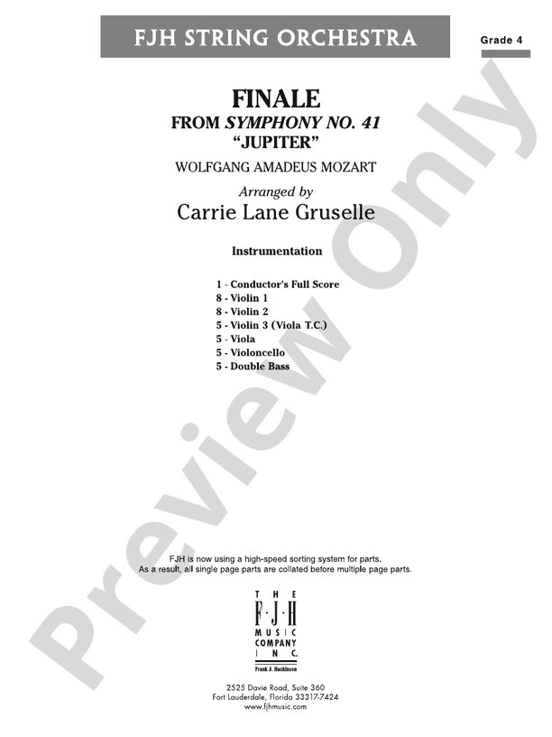 Finale from Symphony No. 41 "Jupiter": Score: String Orchestra Score ...