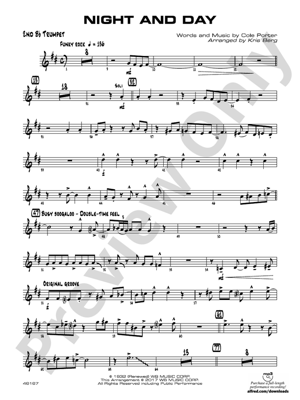Night and Day: 2nd B-flat Trumpet: 2nd B-flat Trumpet Part - Digital Sheet Music Download