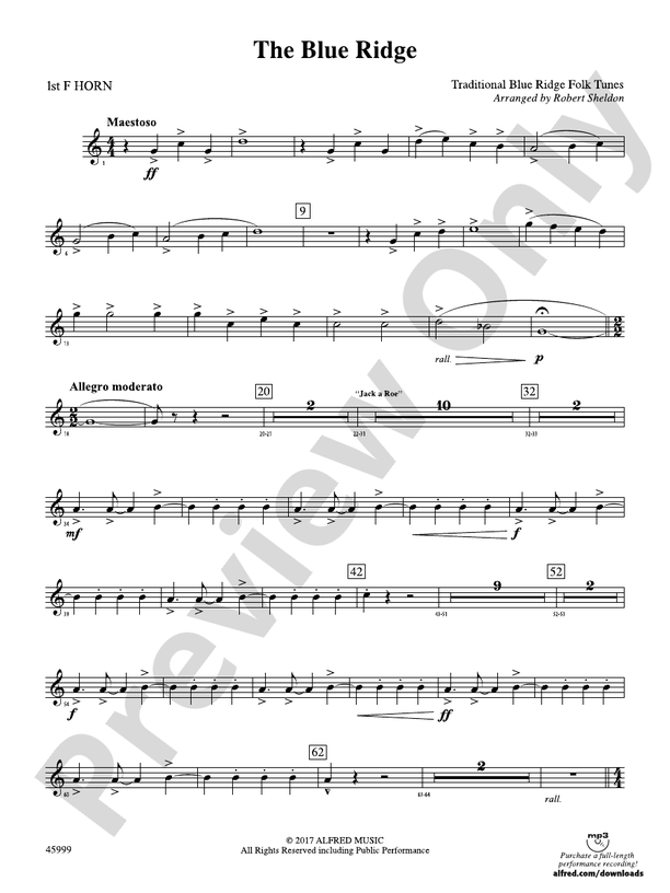 The Blue Ridge: 1st F Horn: 1st F Horn Part - Digital Sheet Music Download