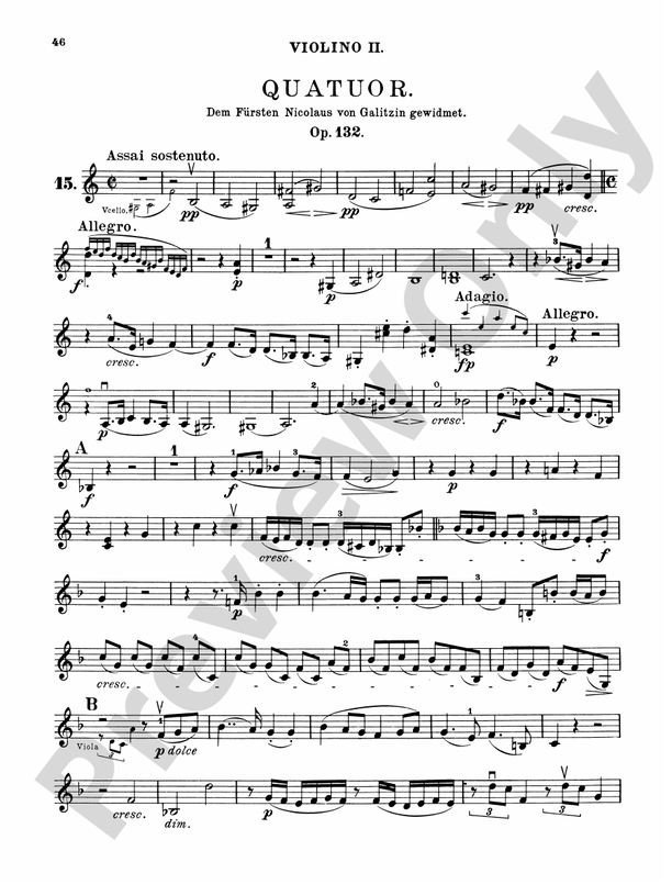 Beethoven: String Quartets, Volume III: String Quartet, Op. 132 (Violin II) Part - Digital Sheet ...
