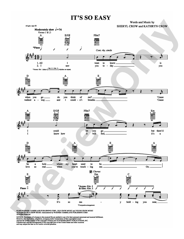 It's So Easy: Guitar TAB: Sheryl Crow - Digital Sheet Music Download
