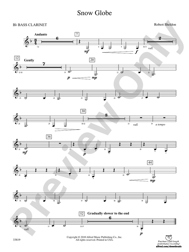 Snow Globe: B-flat Bass Clarinet: B-flat Bass Clarinet Part - Digital ...