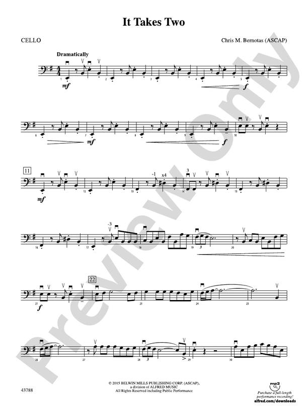 It Takes Two: Cello: Cello Part - Digital Sheet Music Download