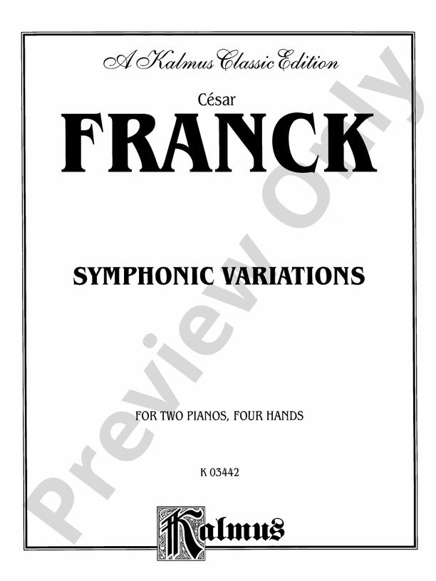 Brahms: Symphonic Variations: Piano Duo (2 Pianos, 4 Hands) Book (2 ...