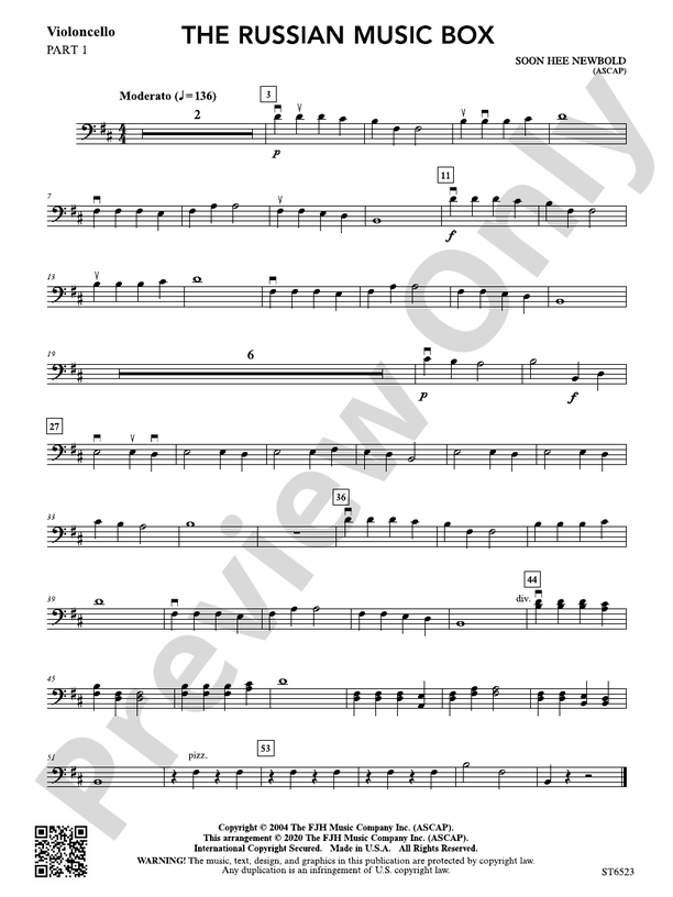 The Russian Music Box: Part 1 Cello: Part 1 Cello Part: Soon Hee ...