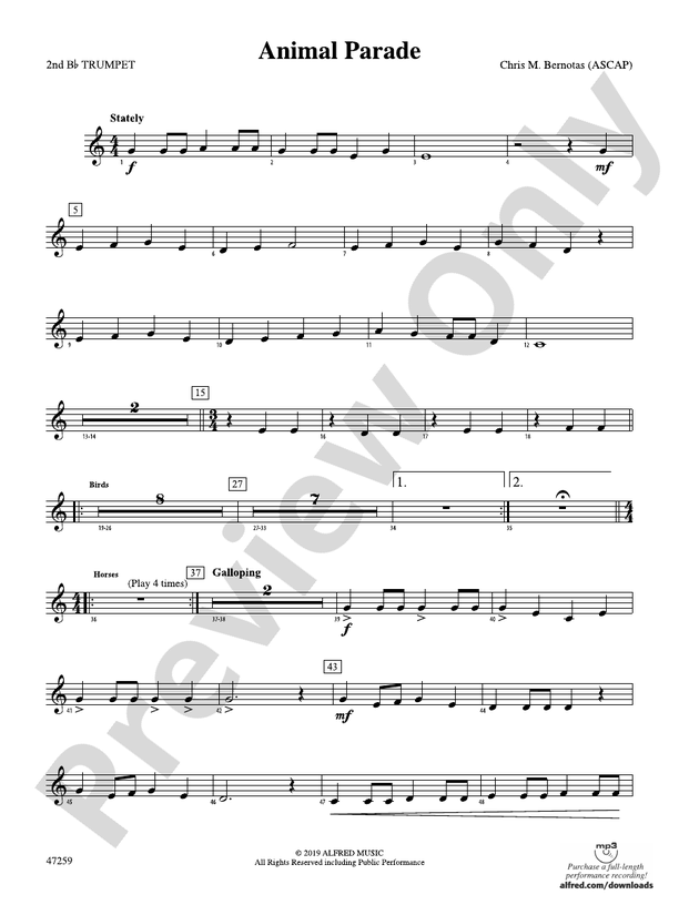 Animal Parade: 2nd B-flat Trumpet: 2nd B-flat Trumpet Part - Digital ...