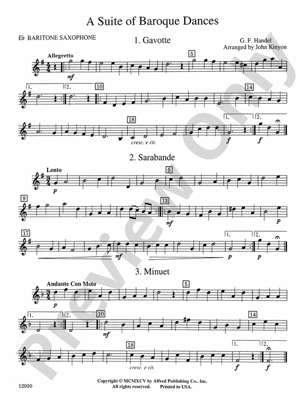 A Suite of Baroque Dances: E-flat Baritone Saxophone: E-flat Baritone Saxophone Part - Digital ...