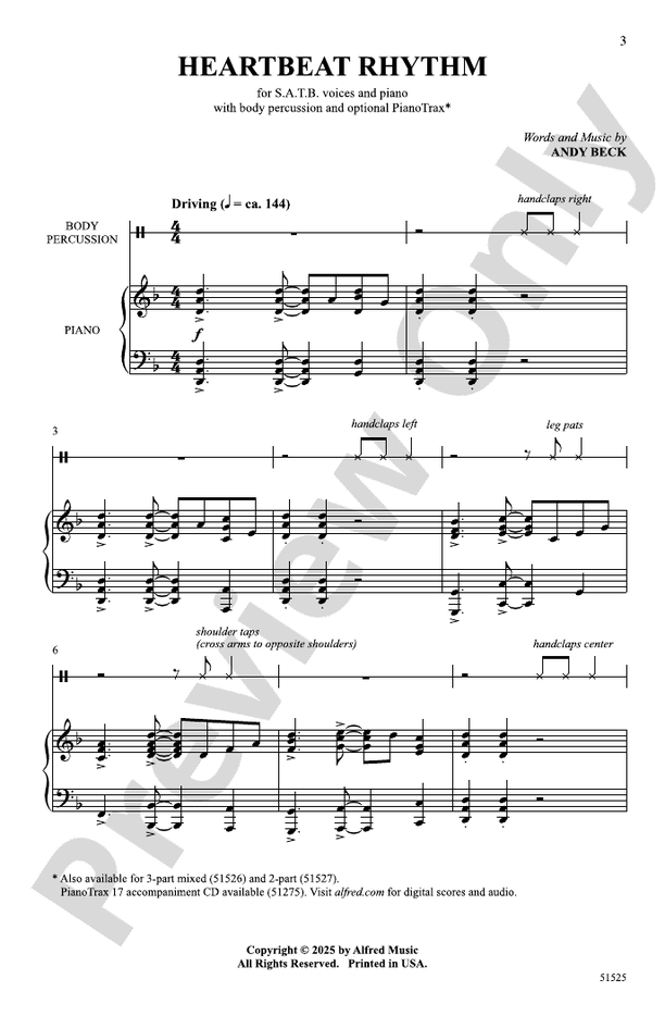Heartbeat Rhythm: SATB Choral Octavo: Andy Beck - Digital Sheet Music ...
