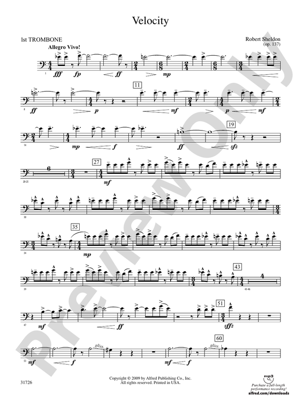 Velocity: 1st Trombone: 1st Trombone Part - Digital Sheet Music Download
