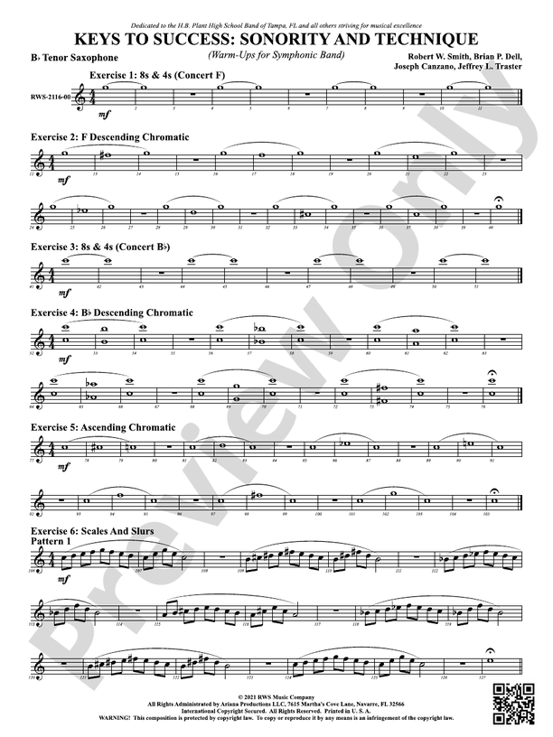 Keys to Success: Sonority and Technique - Warm-Ups for Symphonic Band ...