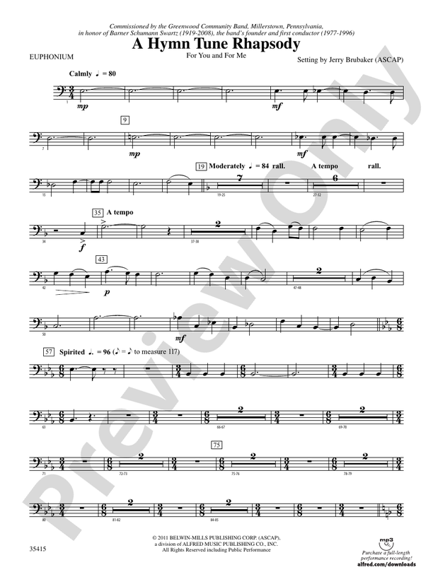 A Hymn Tune Rhapsody: Baritone B.C.: Baritone B.C. Part - Digital Sheet ...