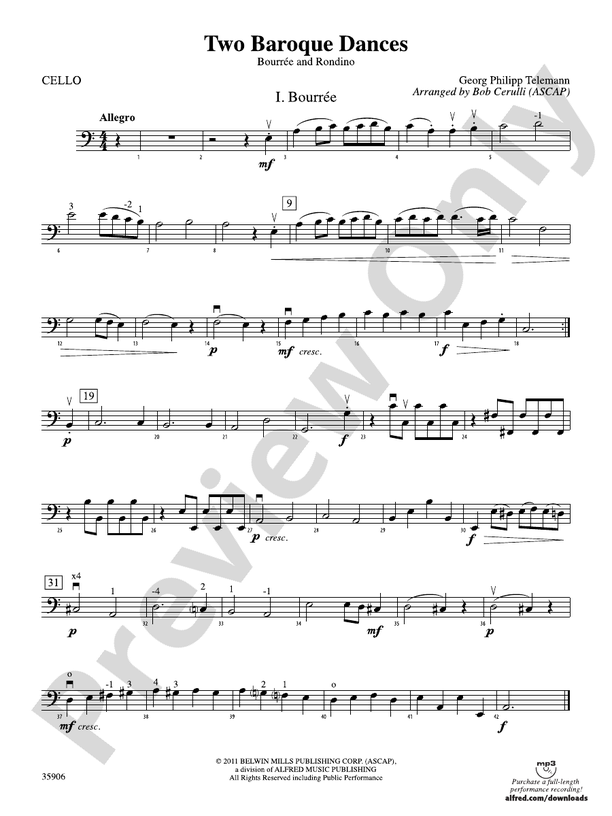 Two Baroque Dances: Cello: Cello Part - Digital Sheet Music Download