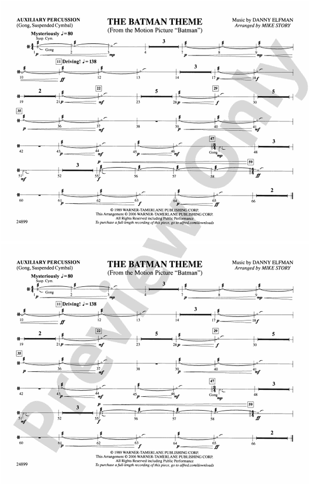 The Batman Theme (from Batman): Auxiliary Percussion: Auxiliary ...